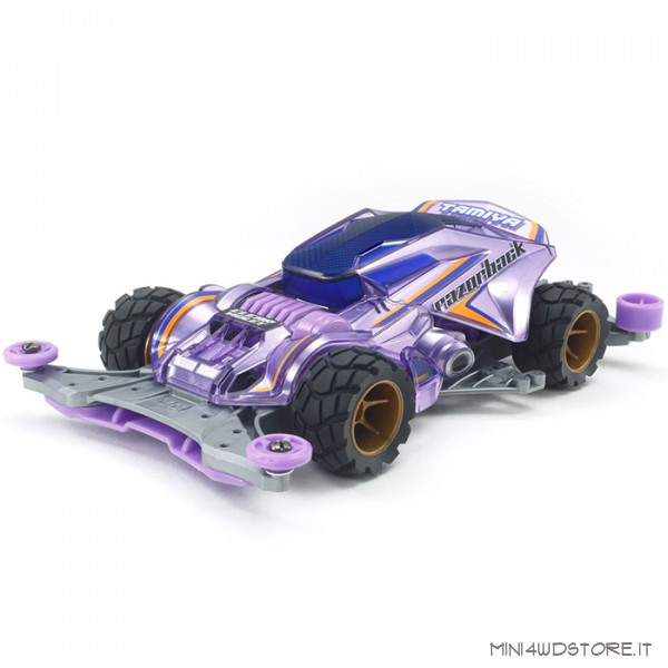 Tamiya 95524 - Mini 4WD Razorback Clear Violet con Telaio Fm-A