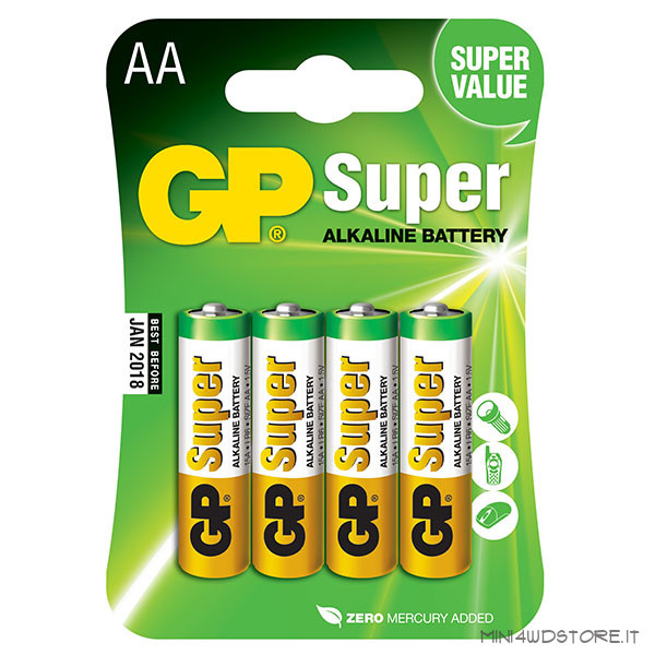 GP Battery 5505 - Blister da 4 Pile Stilo Super Alcaline Tipo AA